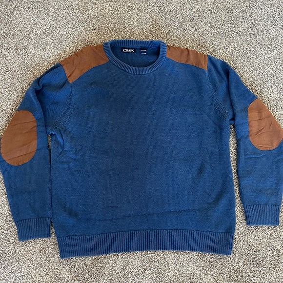 Chaps | Sweaters | Mens Blue Chaps Premium Luxury Sweater With Shoulder ...